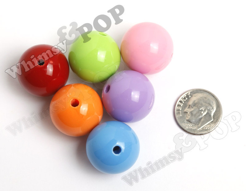 20mm Beads - 20 Pack of Chunky Bubblegum Beads, Round Acrylic Colorful ...
