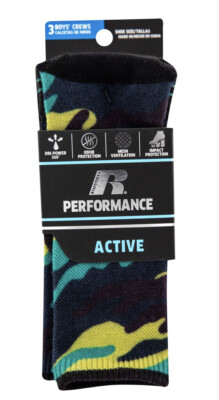 NEW! Russell Performance Active Boy Crew Socks (3 Pairs). Boy’s Shoe ...