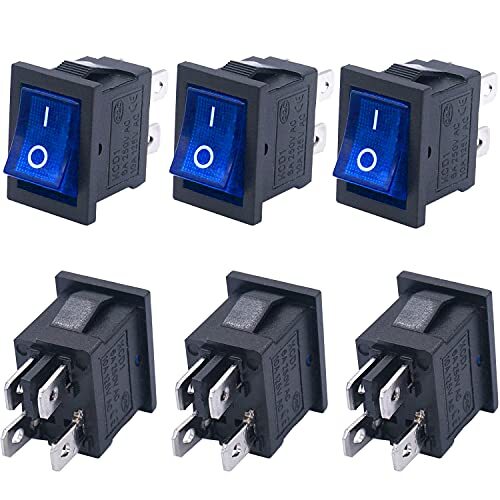 /6Pcs Rocker Switch Toggle AC 6A/125V 10A/250V DPST 4 Pins 2 Position ...