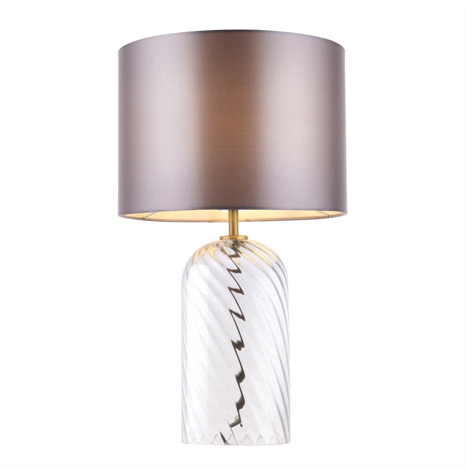 Set of 2 Ribbed Glass 54cm Table Lamp or Bedside Lights Satin Silver ...