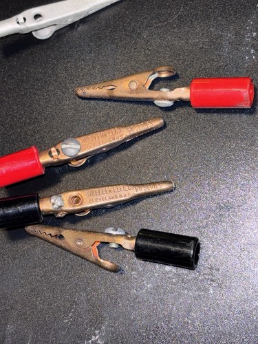 4 (5) vintage Mueller 60C copper alligator electrical clips, 1 Coated ...