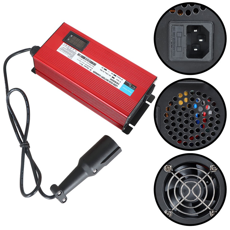 48V 10A Golf Cart Battery Charger With OBC Bypass Round 3 Pin Plug For ...