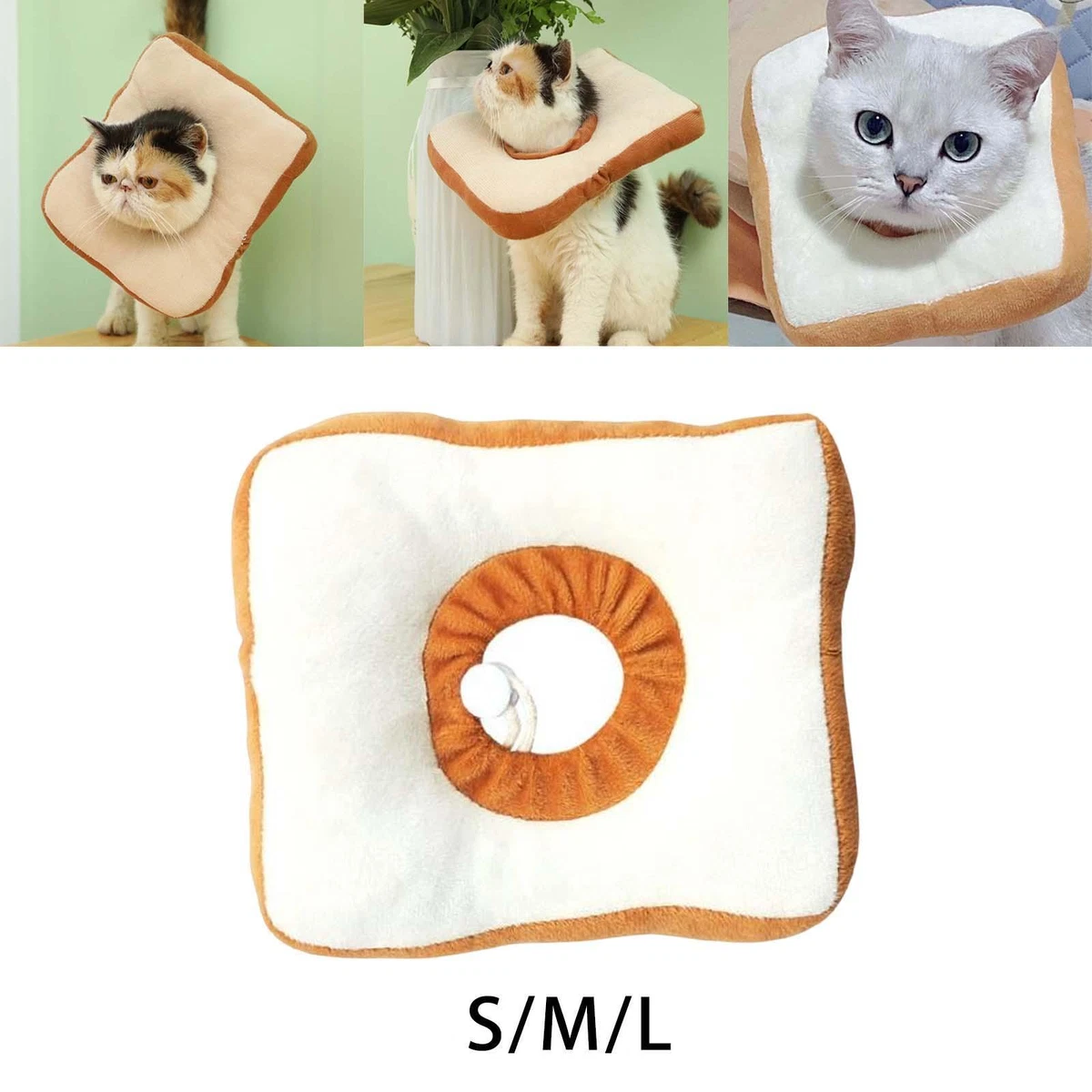 Adjustable Soft Edge Cat E-Collar Cute Toast Neck Cone