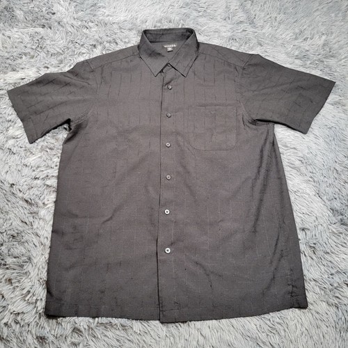 George Shirt Mens Medium 38-40 Black Plaid Short Sleeves Button Up ...