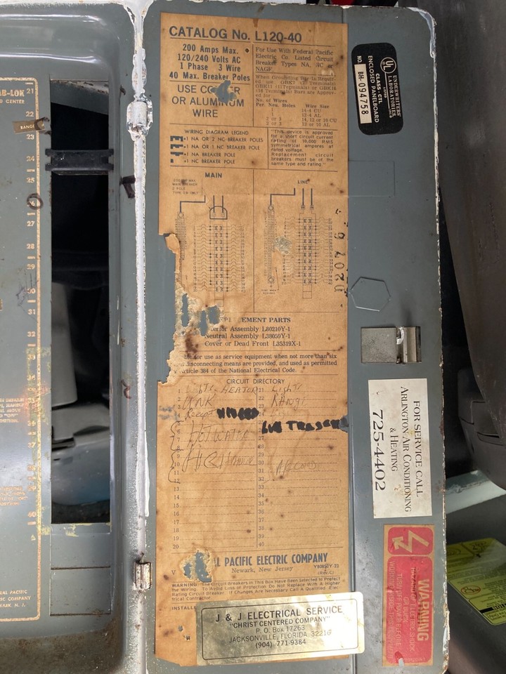 Federal Pacific L120-40 Electrical Panel and FPE Circuit Breakers | eBay