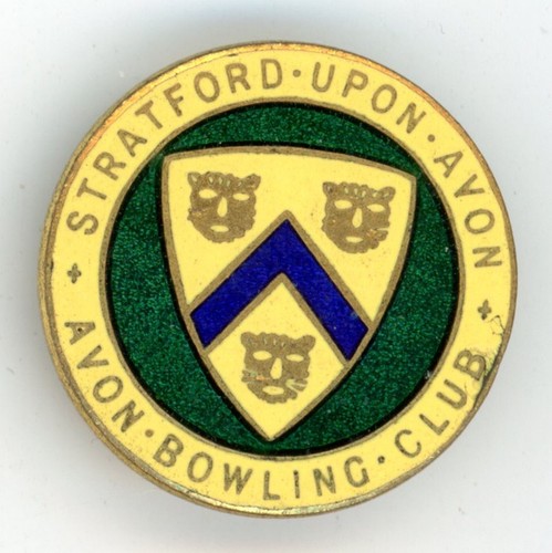 Vintage Stratford Upon Avon Avon Bowling Club enamel badge gilt metal ...