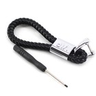 Car Accessory Hand Woven Leather Rope VIP Stereo Relief Logo Key Ring ...