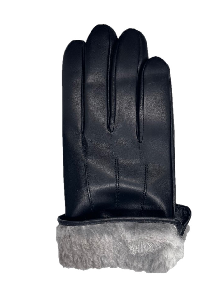 Men's Sheepskin Leather Full Lined Rabbit Fur Gloves | eBay