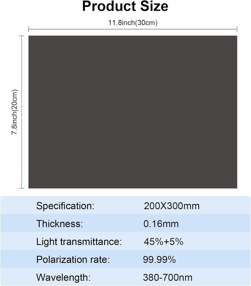 Polarizing Film Sheet Polarizer Linear Filter For Educational Physics ...