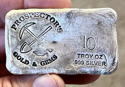 Prospector Gold & Gems 10 Troy Oz Silver Bar! Major Character! 999 ...