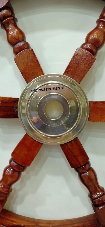 Brown Wooden Ship Wheel Classic Design Boat's Wheel 24 Inches Rustic ...