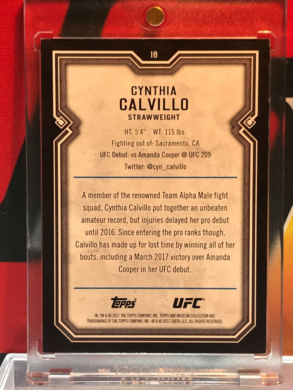 2017 Topps UFC Museum Collection Cynthia Calvillo RC #18 COPPER 033/109 ...