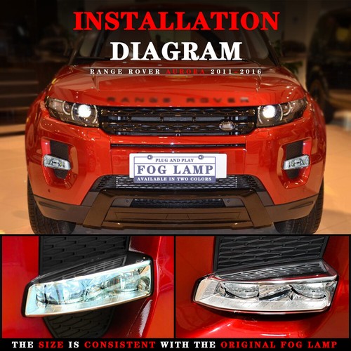 LED Fog Light Lamp For Land Range Rover Evoque 2012 2013 2014 2015 DRL ...