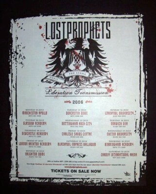 Lost Prophets Liberation Transmission Tour 2006 Poster Type Concert Ad ...