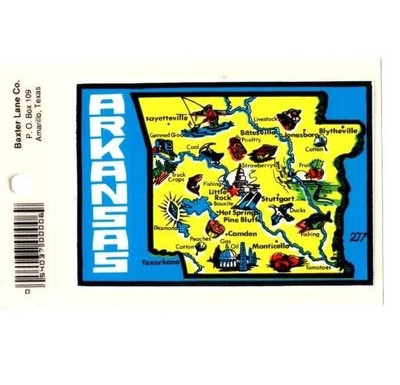 Lot of 12 Arkansas State Map Souvenir Luggage Decals Stickers - New ...