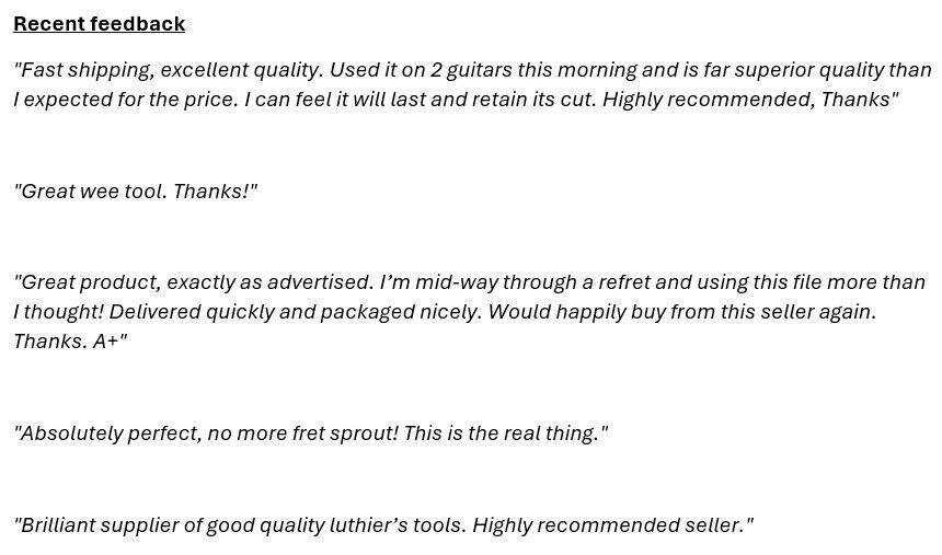 Fret End Dressing Finishing File Guitar Tool Luthier StewMac Crimson ...