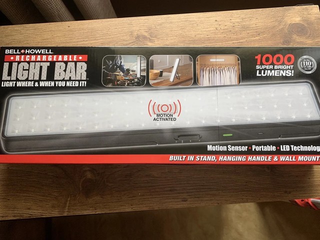 BELL HOWELL Rechargeable LED Light Bar 1000 Lumens Motion Activated for ...