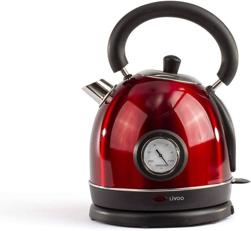 Retro-Design Wasserkocher Livoo DOD157 Rot 1,8L Teekocher Kabellos ...
