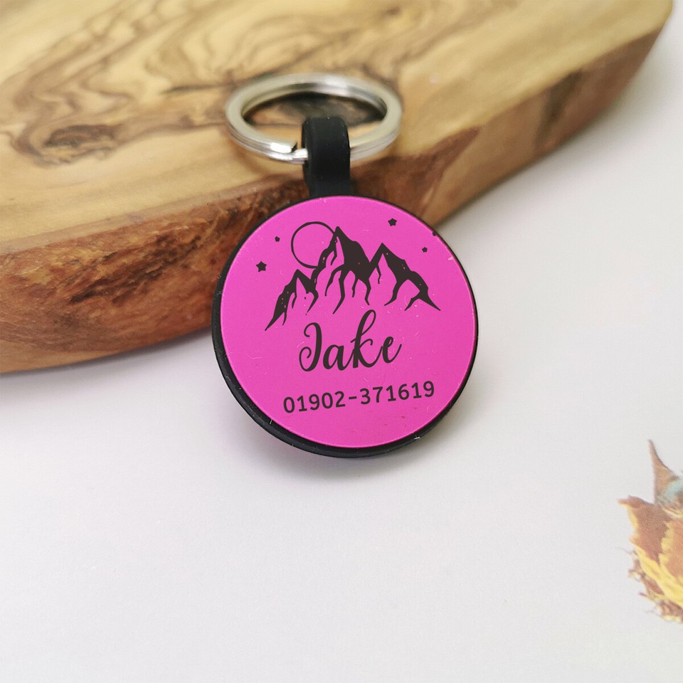 Silicone ID Tag Personalised Engraved Name Pet Cat Dog Tag Puppy Kitten ...