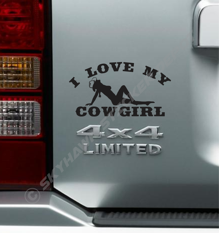 I Love My Cowgirl Bumper Sticker Vinyl Decal Country Girl Car Sticker ...