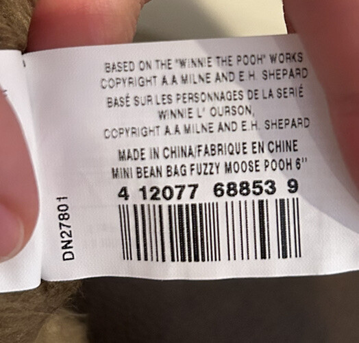 Winnie Pooh Fuzzy Moose Disney Bean Bag Plush Stuffed Animal Toy 6" for ...