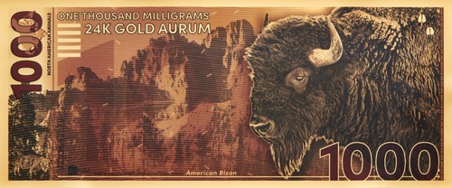 2024 1000mg North American Bison Aurum 24 k Gold Bill Note | eBay