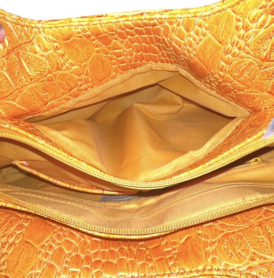 Alfred Dunner Orange Handbag Purse Faux Crocodile Pockets Card Slots ...