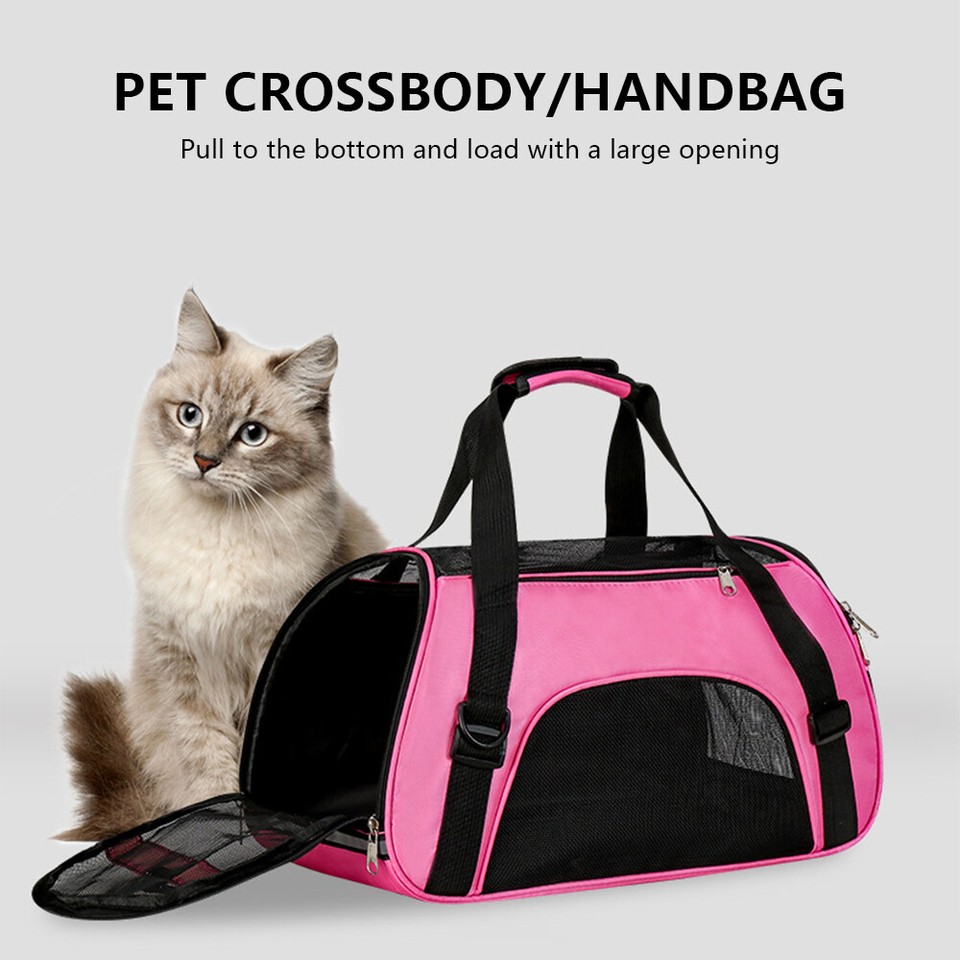 Pet Dog Cat Carrier Soft Sided Comfort Bag Travel Case Airline Approved ...