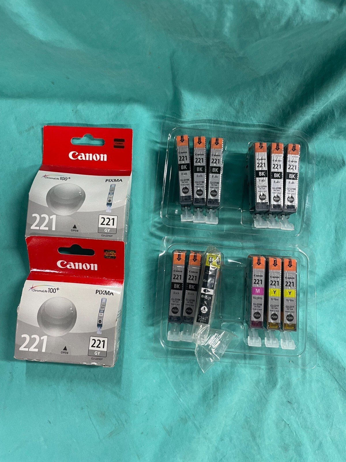 Genuine Canon CLI-221 Ink Cartridges, black, yellow, magenta (14 ...