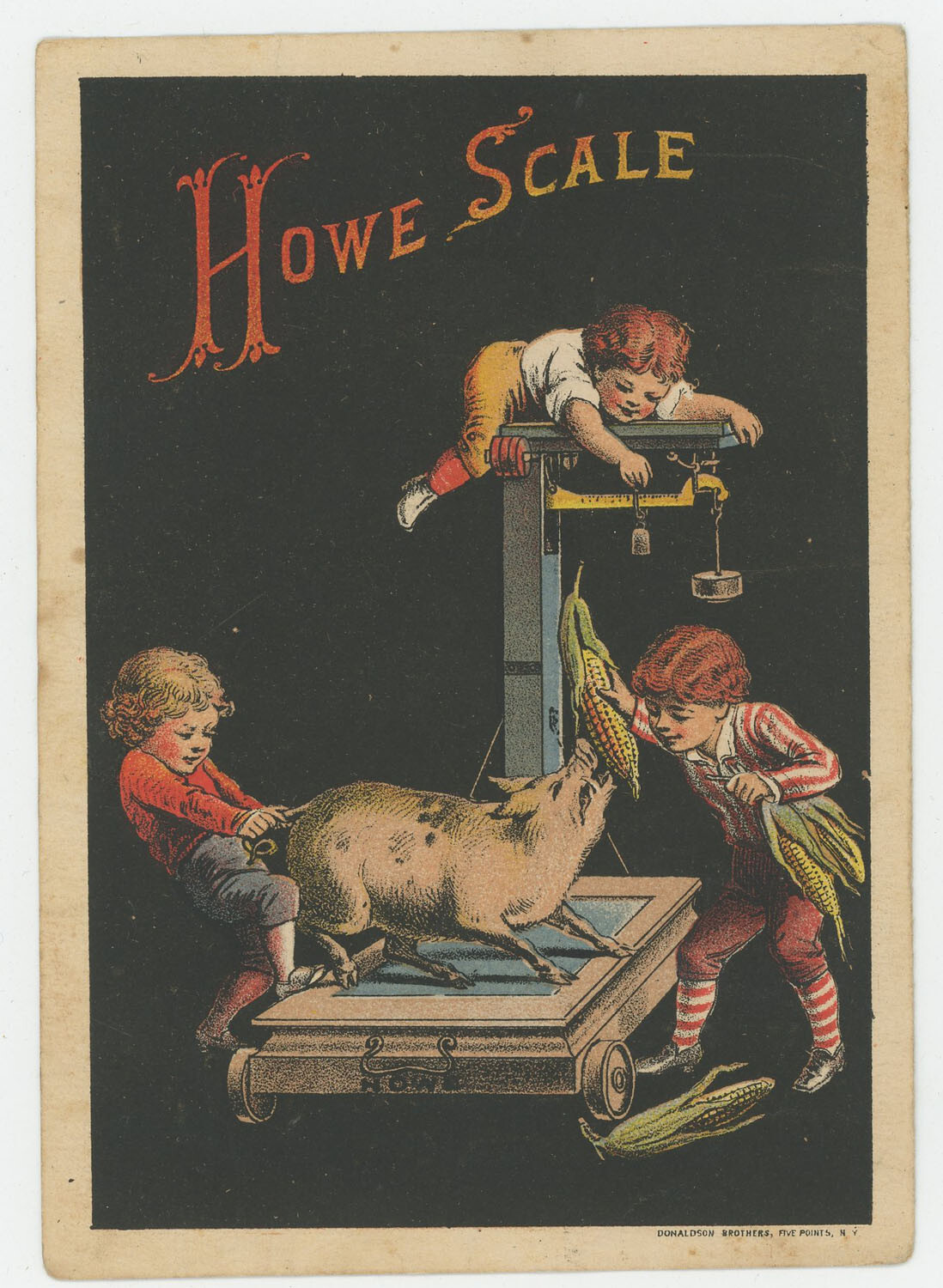Howe Scale Kids Weigh Pig 1880's Trade Card | eBay
