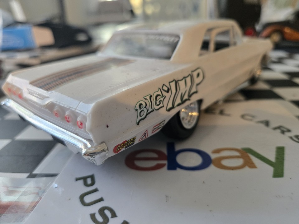 BUILT MODEL CAR VINTAGE AMT 63 IMPALA UNPAINTED OLDER BUILT PIECE BENT ...