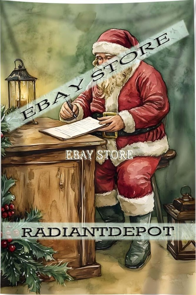 tapestry santa reading letter festive artwork traditional Christmas ...