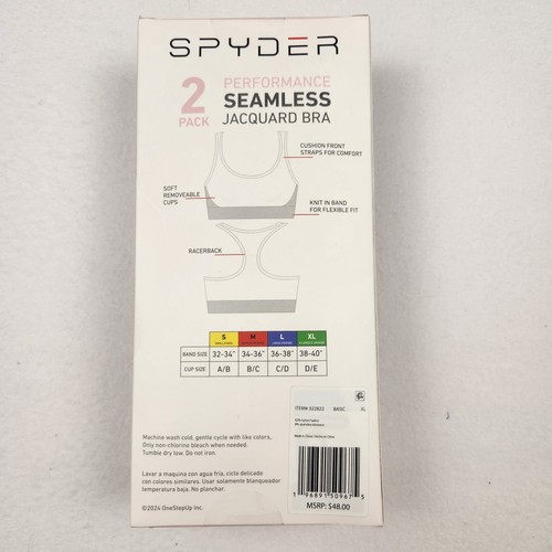 Spyder Women's 2pk Performance Seamless Jacquard Bra MSRP $48 NEW w ...