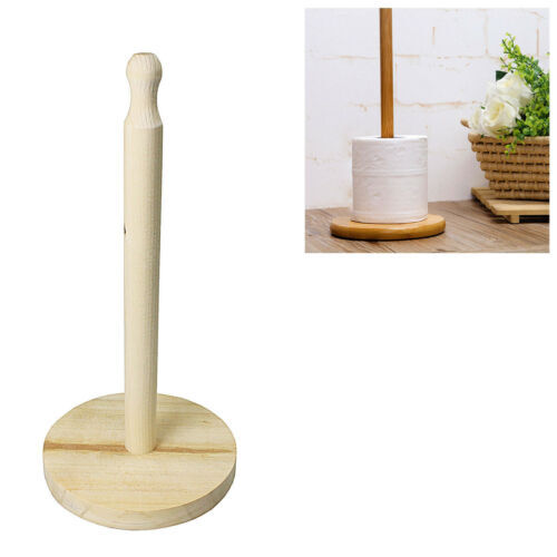 Freestanding Wooden Kitchen Paper Towel Tissue Roll Holder Pole Stand ...