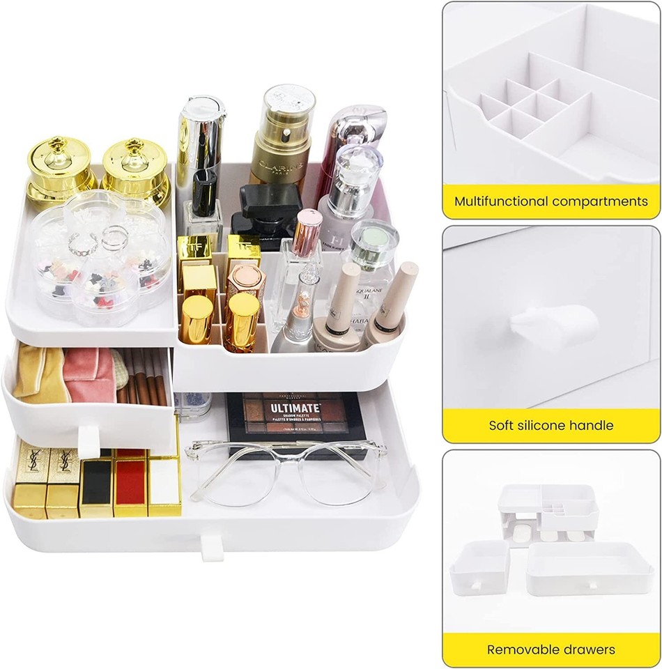 Dressing Table Makeup Storage Box Drawer Desktop Cosmetic Organizer ...