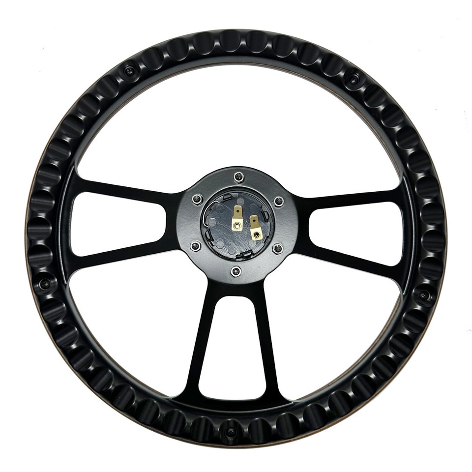Hiwowsport 14" Universal Grain Wood Steering Wheel Black 3-Spoke 1.5 ...