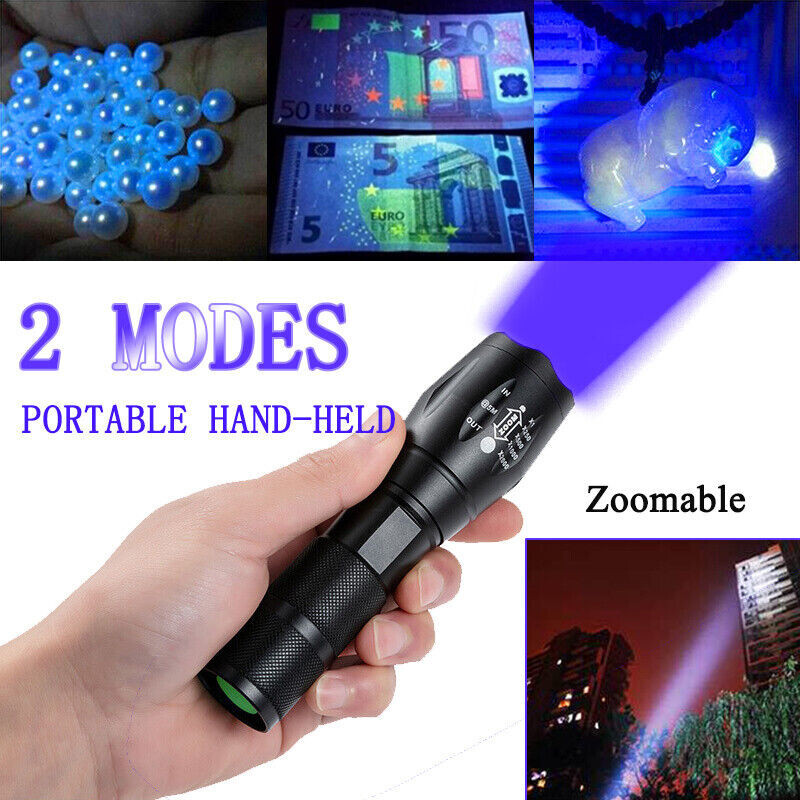 Super Bright 120000lm UV Torch Ultra Violet Flashlight Blacklight Light ...