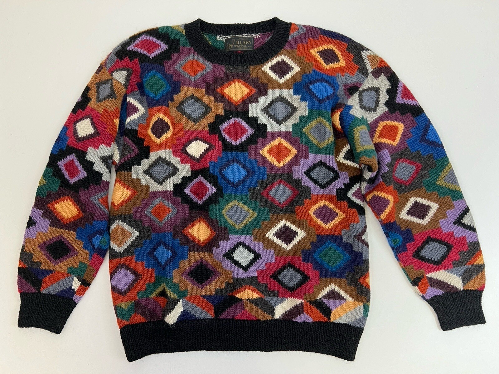 ILLARY Artisan Art To Wear Geometric Sweater Size L 1… - Gem