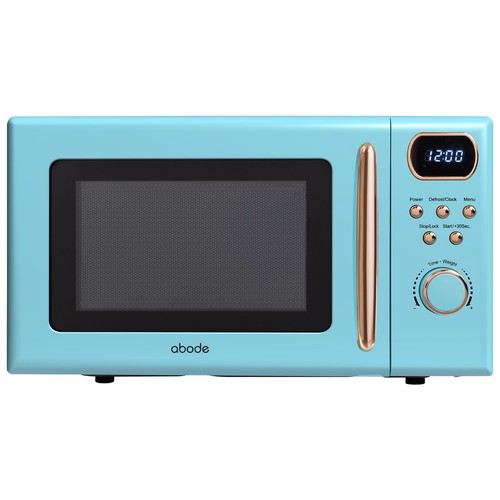Abode Retro Blue Microwave 20L 800W Digital 8 Auto Cook Rose Gold ...