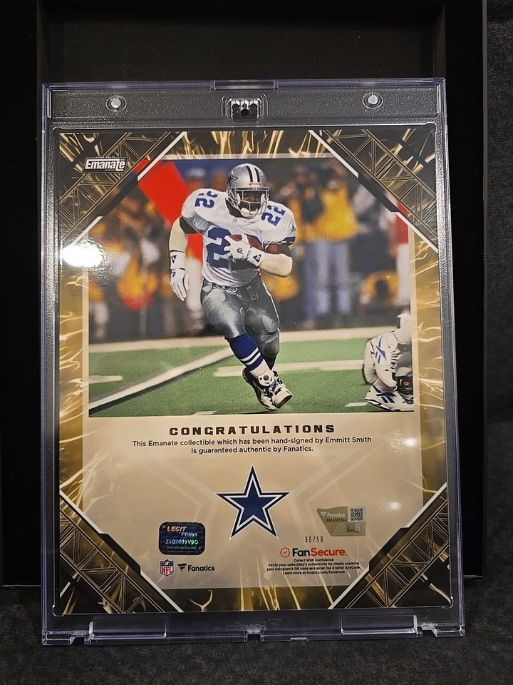 2025 Fanatics UW Emanate Emmitt Smith Red Auto Autograph 50/50 Cowboys ...