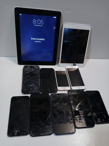 Iphone Lot Of 9 Damaged broken For Parts Repair 10inch 8 Inch Ipad Xr ...