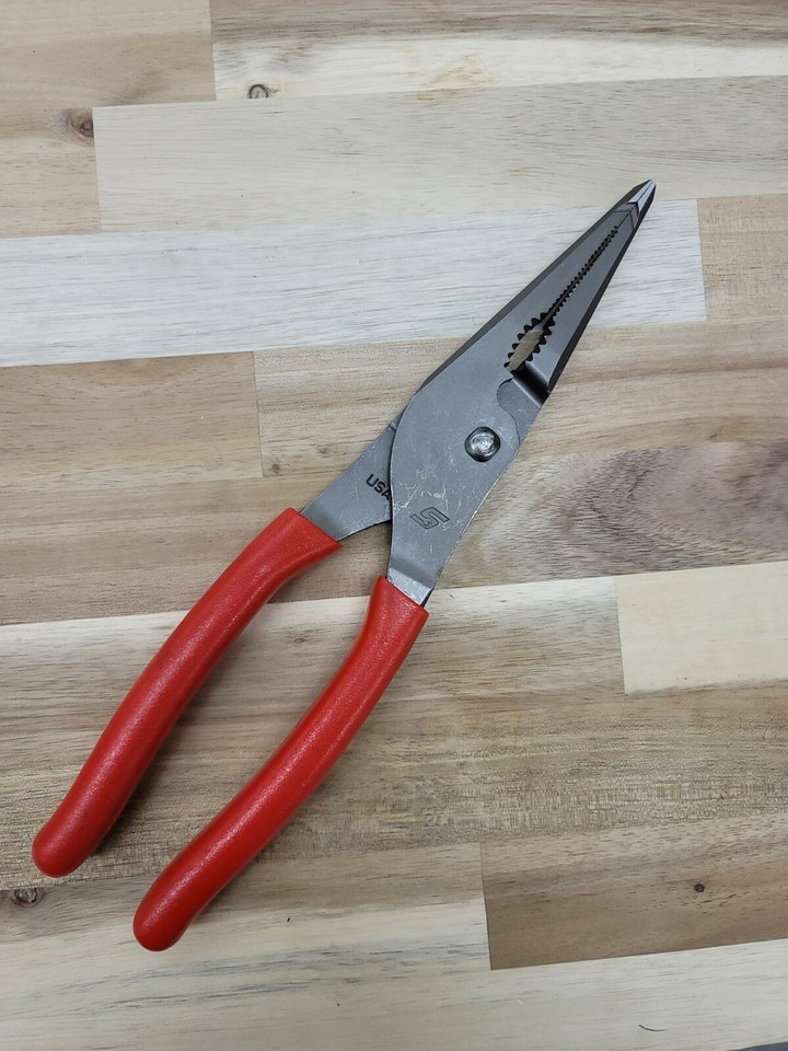 *NEW Snap On LN47ACF 9" Needle Nose/Slip-Joint Combo RED Handle Soft ...