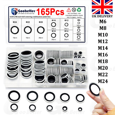 165Pcs Assorted Bonded Dowty Washers M6-M24 Kit Bonded Seals With ...