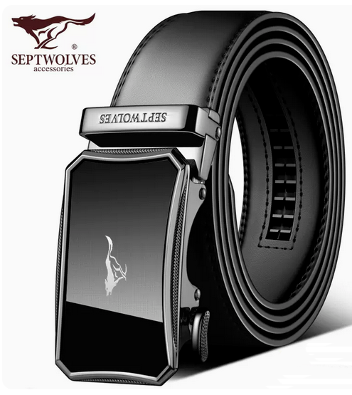 Septwolves Men waist belt cow leather Auto lock Buckle black 73821A807 ...