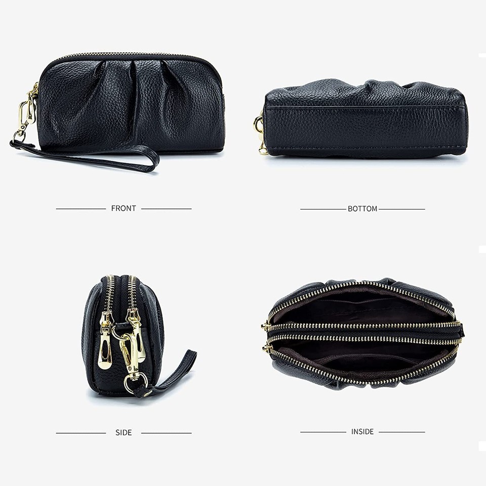 Womens Large Clutch Wristlet Wallet Double Zip Phone Wristlet Dumpling ...