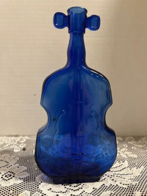 Vintage Cobalt Blue Violin Cello Fiddle 8" Glass Bottle 2 Available | eBay