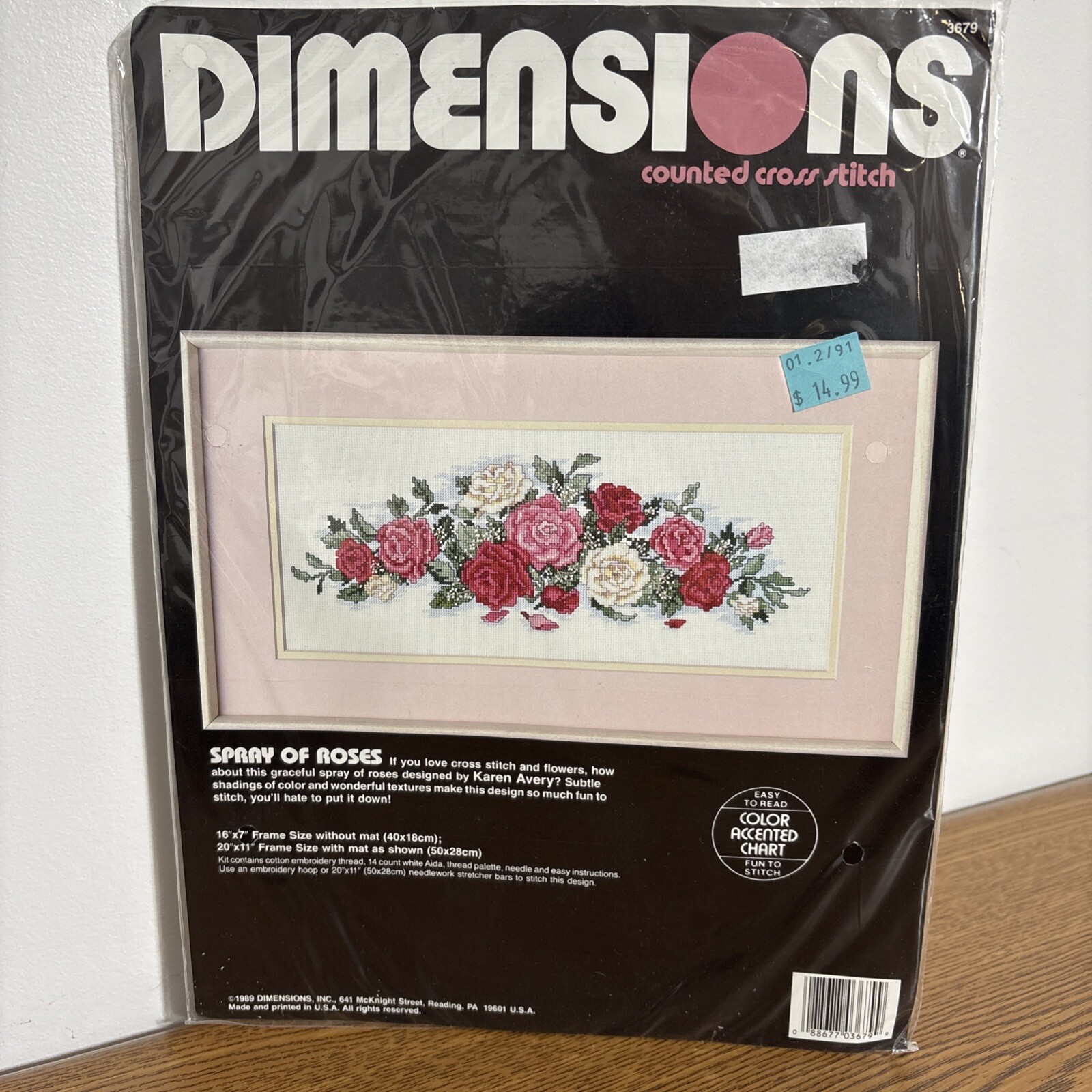 Dimensions Counted Cross Stitch Kit Spray Of Roses Vintage 16” x 7 ...