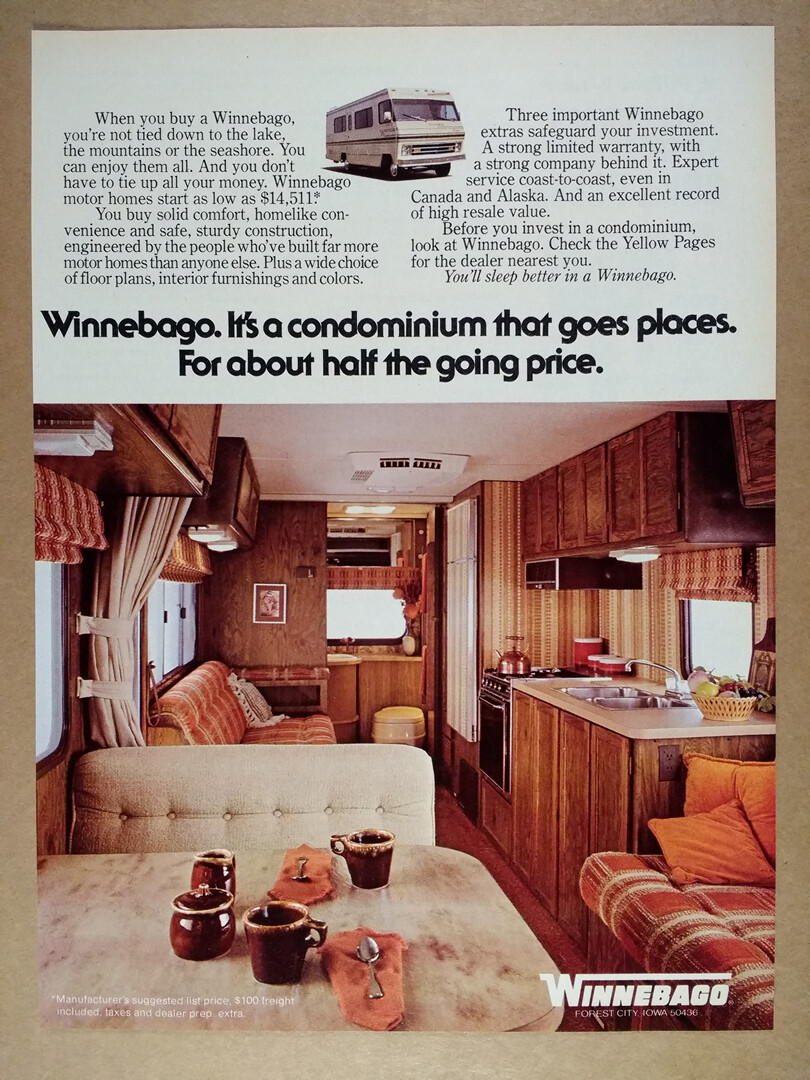 1979 Winnebago RV Motorhome interior photo vintage print Ad | eBay