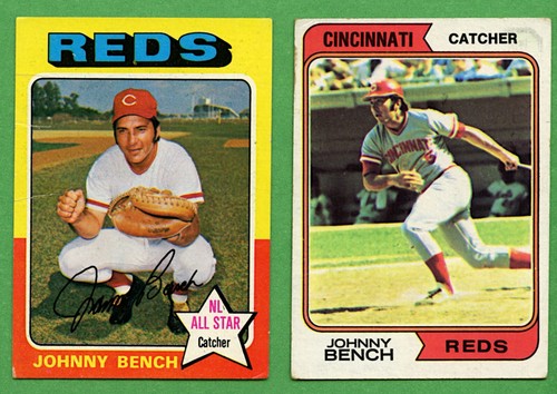 Johnny Bench Topps Baseball Card Lot (2) 1974 + 1975 HOF Reds | eBay