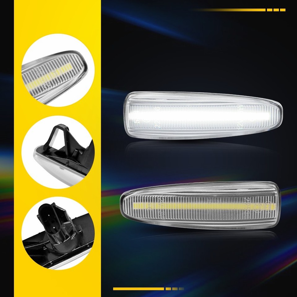 FOR MITSUBISHI LANCER EVO X White SEQUENTIAL LED FRONT Clear SIDE ...